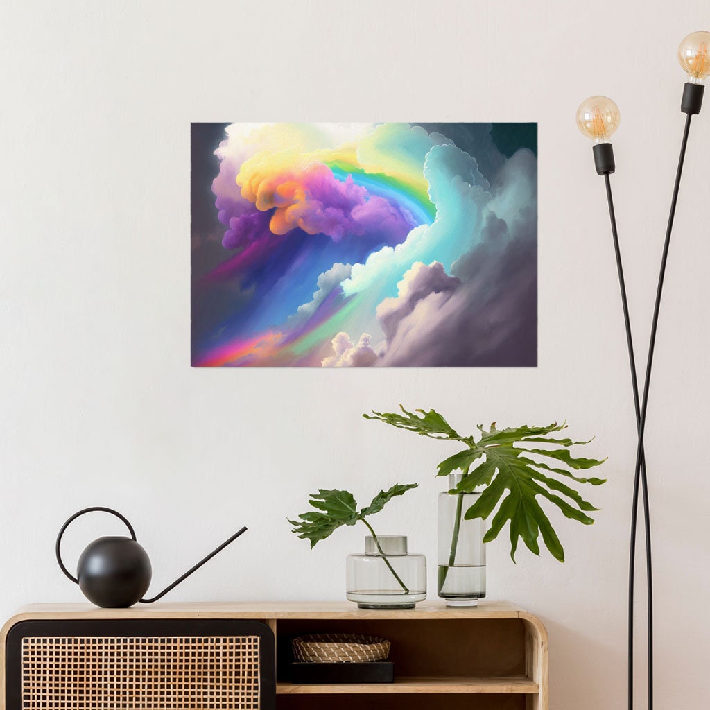 Rainbow Cloud Poster - Colorful Nursery Wall Art - Kids Room Decor ...