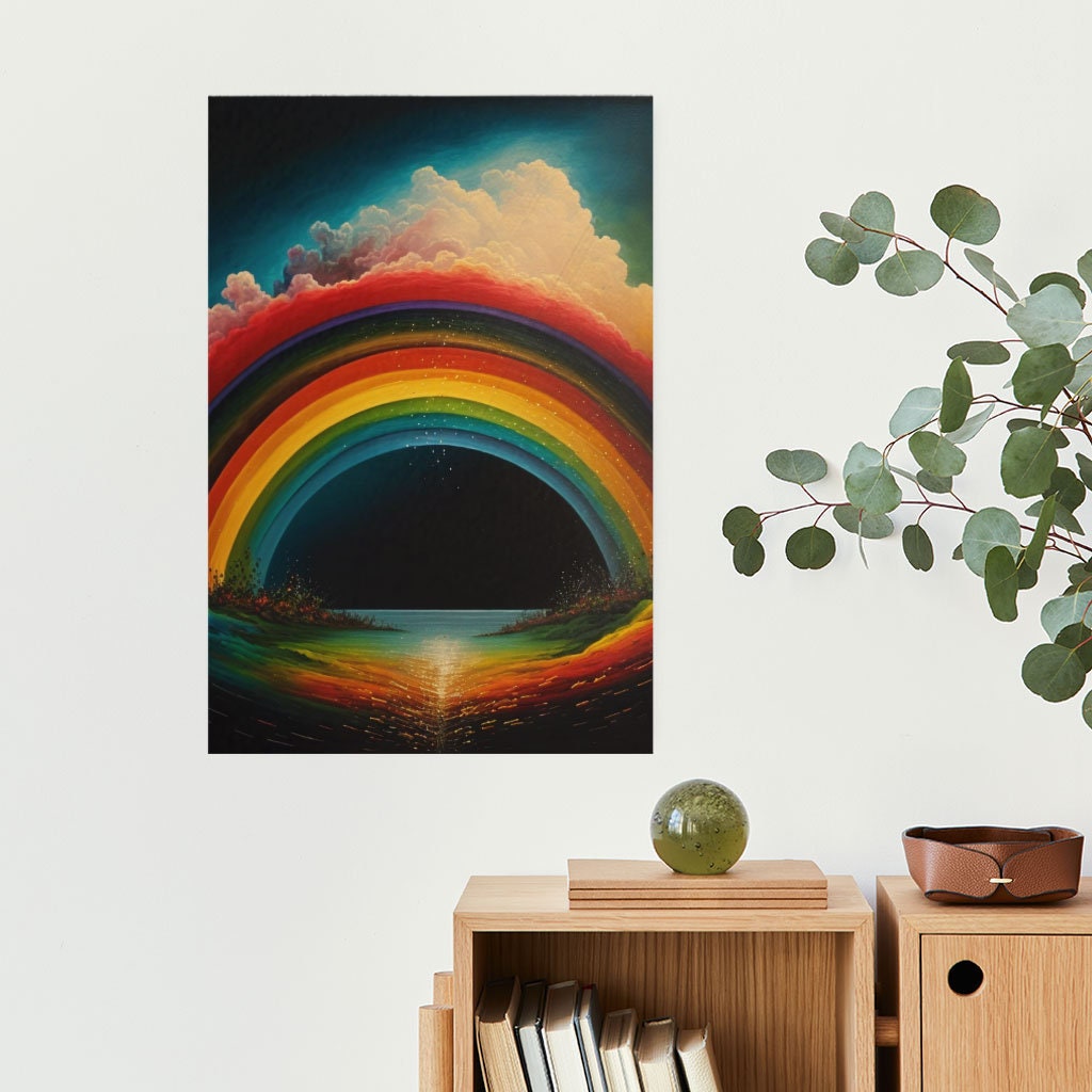 Rainbow Glossy Poster Colorful High-gloss Wall Art Vibrant Home Decor ...