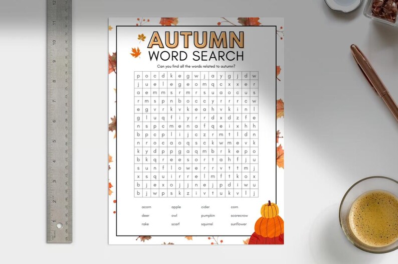 Autumn Harvest Word Search Fun, Fall Festivities Word Search Puzzle ...