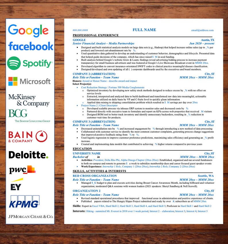 Simple Resume Template for Analytics Roles (data Analyst, Data ...