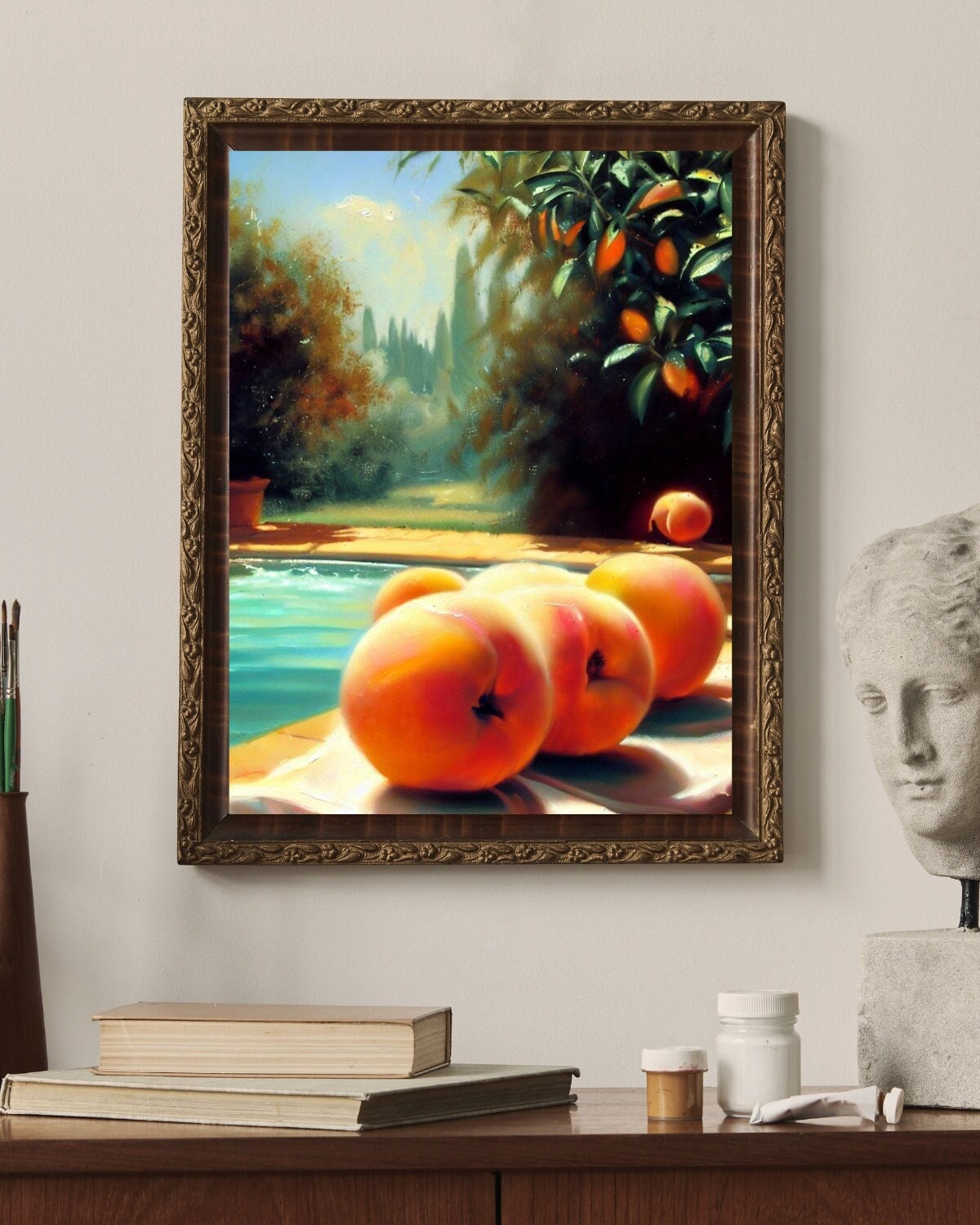 Call Me by Your Name Watercolor, Inspired Art, Peaches and Italian Pool ...
