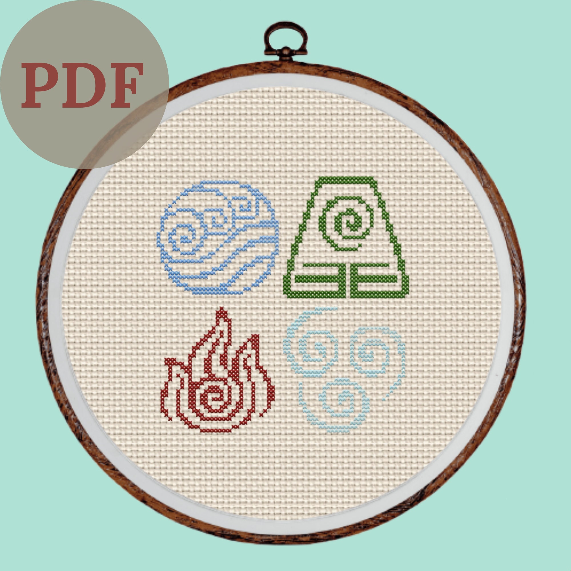 Avatar: Last Airbender Four Elements Cross Stitch Pattern PDF - Etsy ...