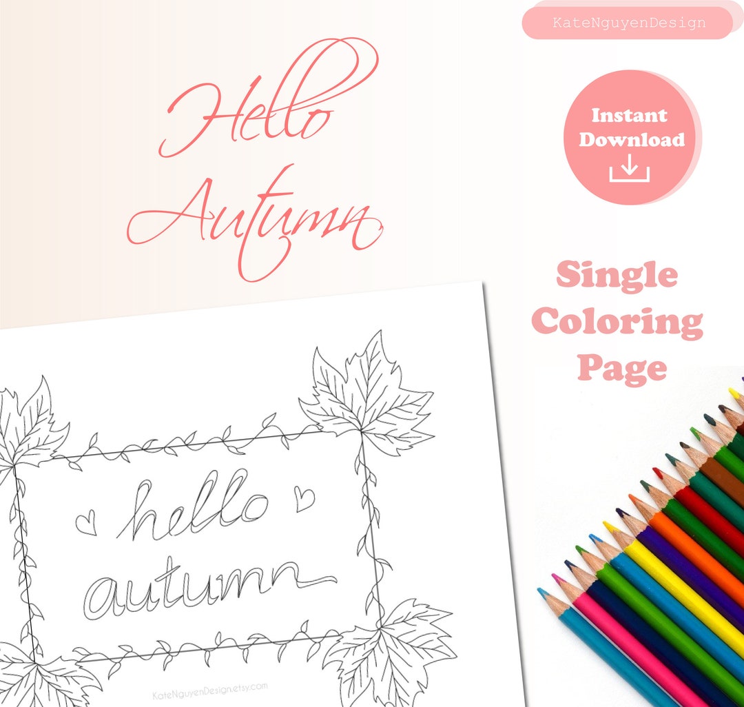 Hello Autumn Coloring Page, Printable Coloring Pages, Coloring Pages ...