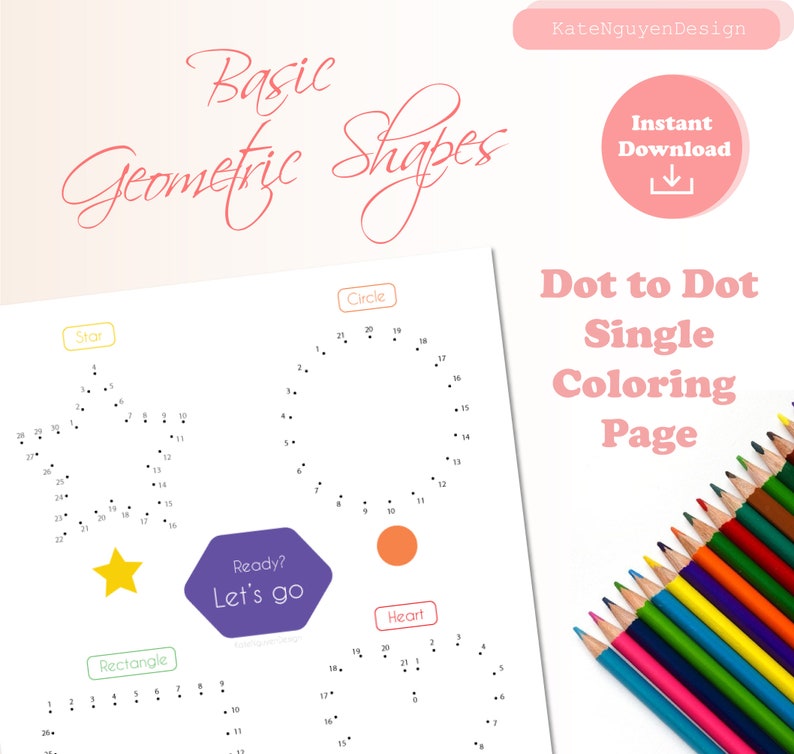 Basic Geometric Shapes Dot to Dot Single Coloring Page - Printable Dot ...