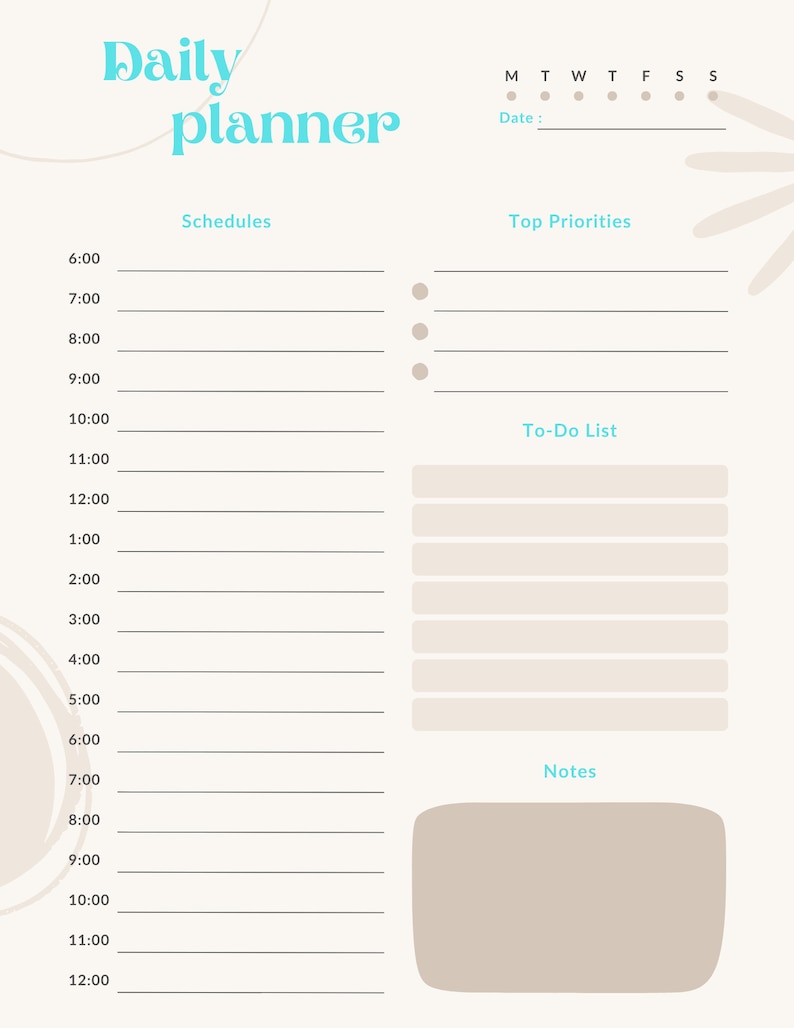 Daily to Do List Printable, Instant Download, Daily Planner, Daily ...