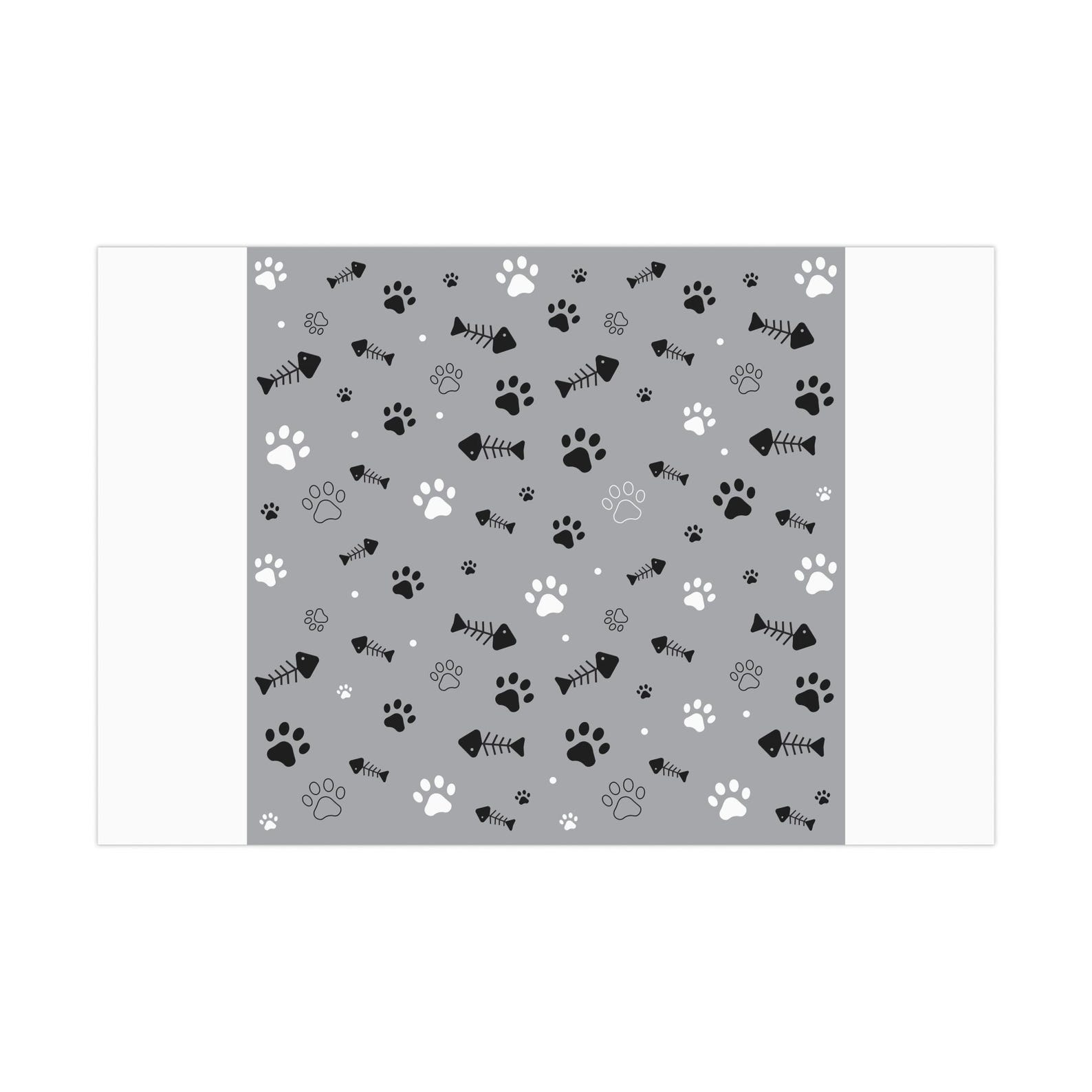 Whimsical Pet Gift Wrap: Paw Prints & Fish Bones, Satin or Matte - Etsy