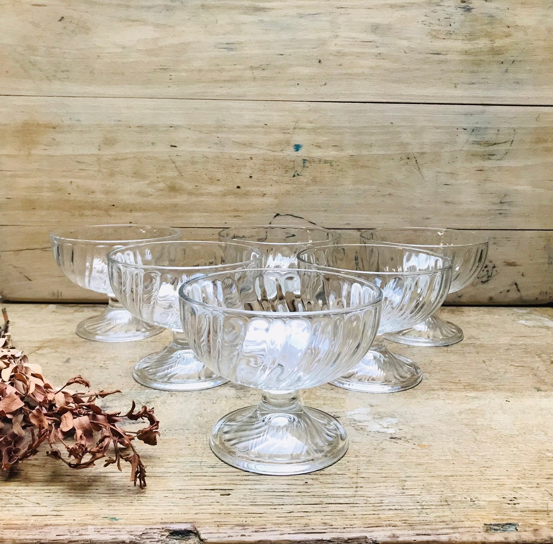Ensemble de coupes à glace en verre striées Luminarc vintage - Etsy France