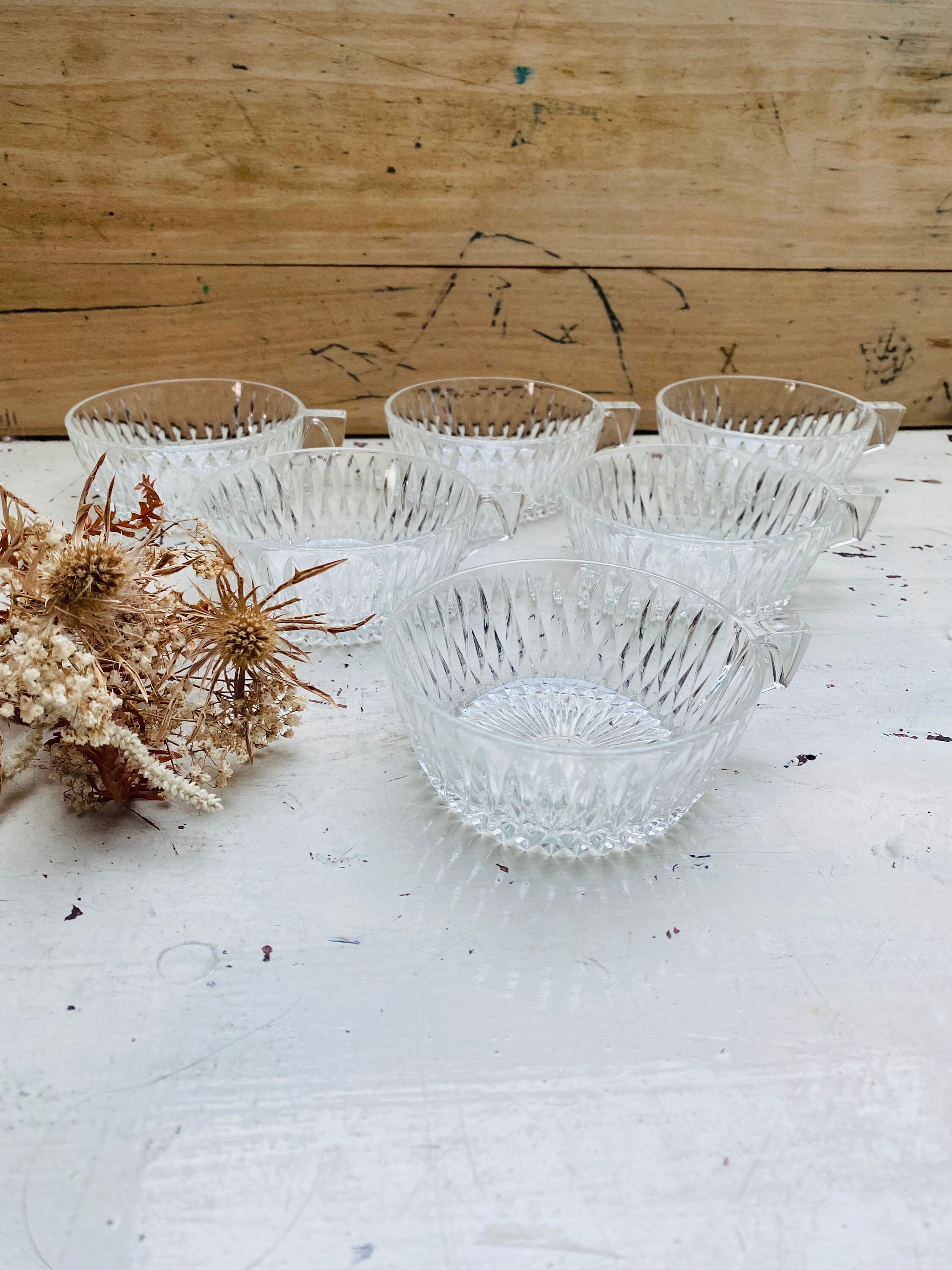 Set of 6 Vintage Glass Cups - Etsy
