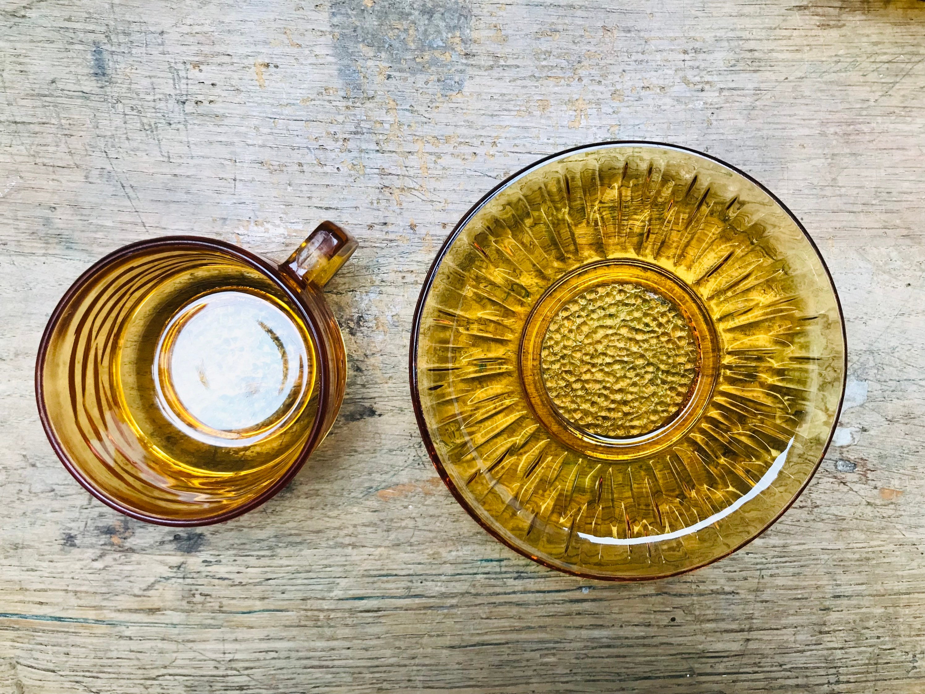 Set of 6 Vereco Amber Glass Coffee Cups and Saucers - Etsy