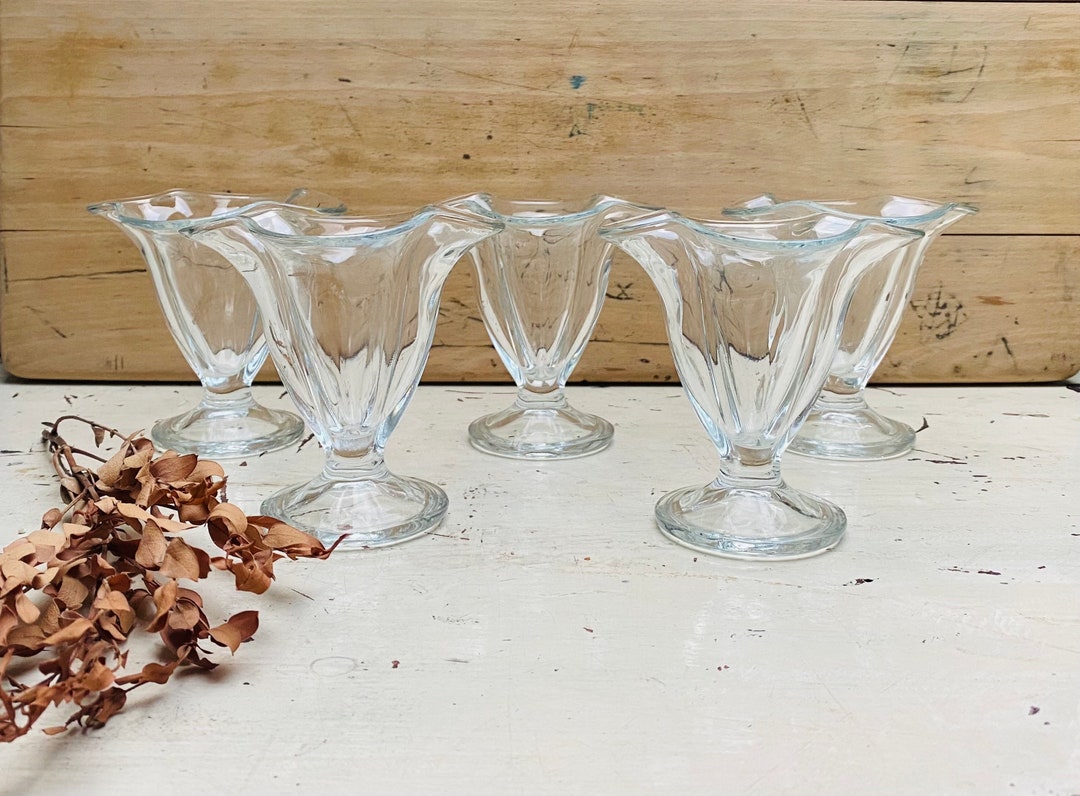 Set of 5 Vintage Glass Ice Cream Cups - Etsy