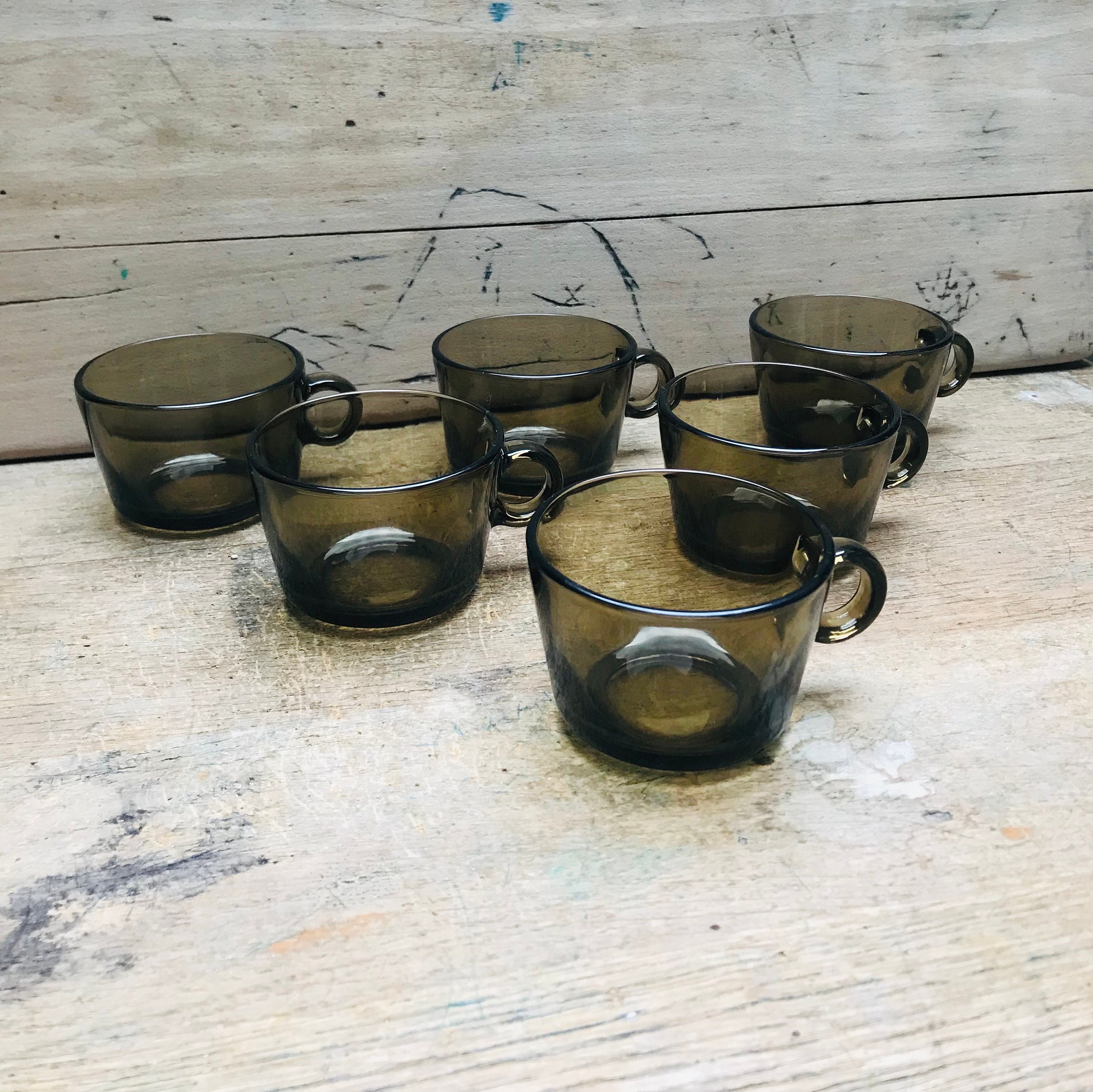 Set of 6 Vintage Vereco Smoked Glass Coffee Cups - Etsy