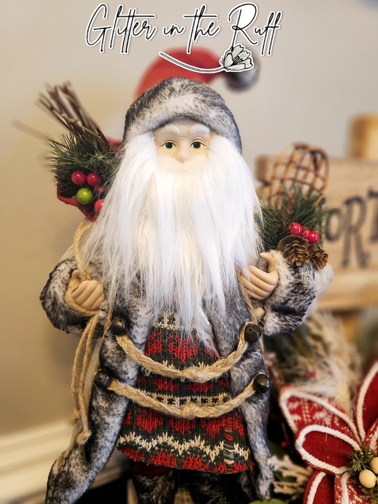 Hand Carved Santa Christmas Centerpiece, Rustic Farmhouse Decor - Etsy
