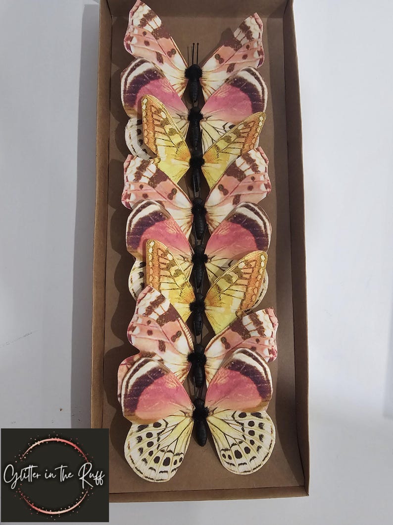 Fabric Butterfly Decor: Wired Stem Floral Embellishments (set of 8) - Etsy