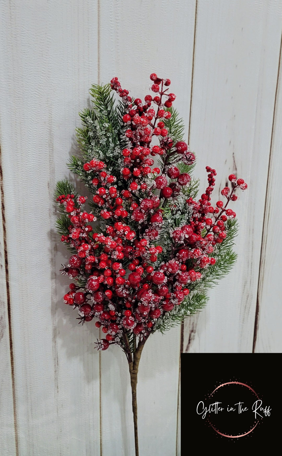 Iced Red Berry Greenery Christmas Embellishments Floral - Etsy