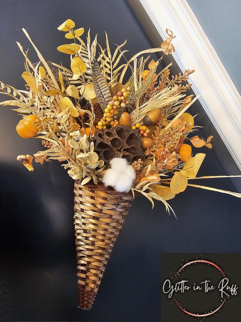 Handcrafted Fall Cornucopia Centerpiece, Thanksgiving Table Decor - Etsy