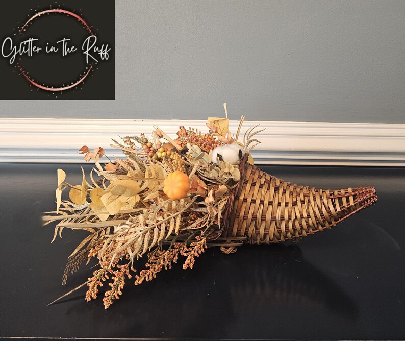 Handcrafted Fall Cornucopia Centerpiece, Thanksgiving Table Decor - Etsy