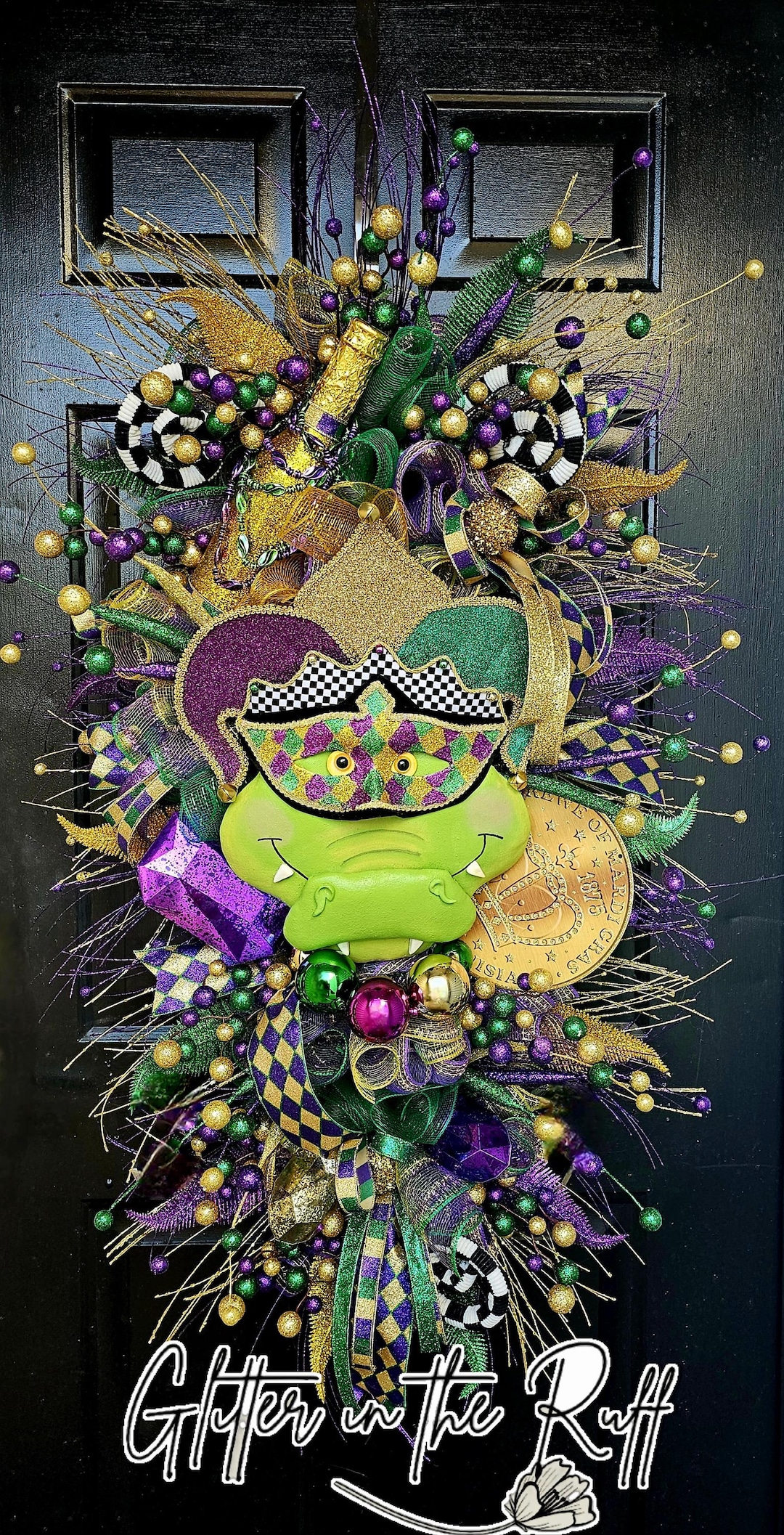 Mardi Gras Wreath, Mardi Gras Decor, Fat Tuesday, Carnival Wreath ...