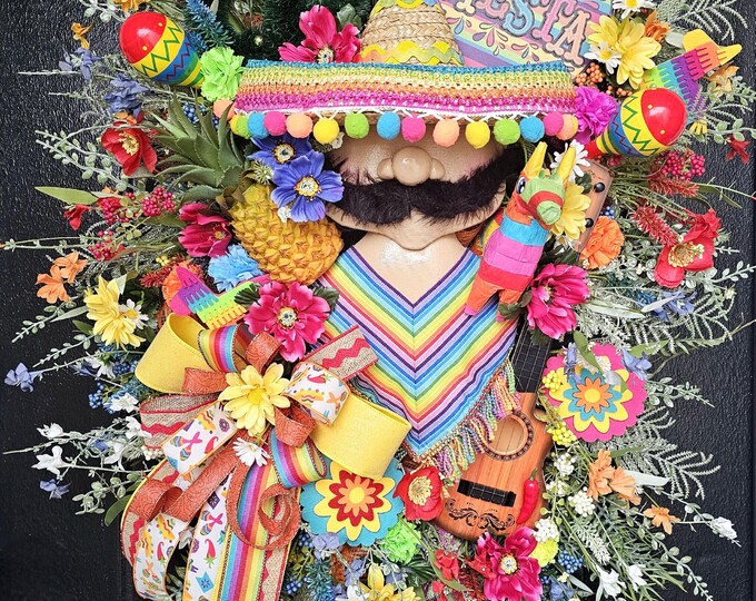 Cinco De Mayo Wreath, Cinco De Mayo Decor, Fiesta Wreath for Front Door ...