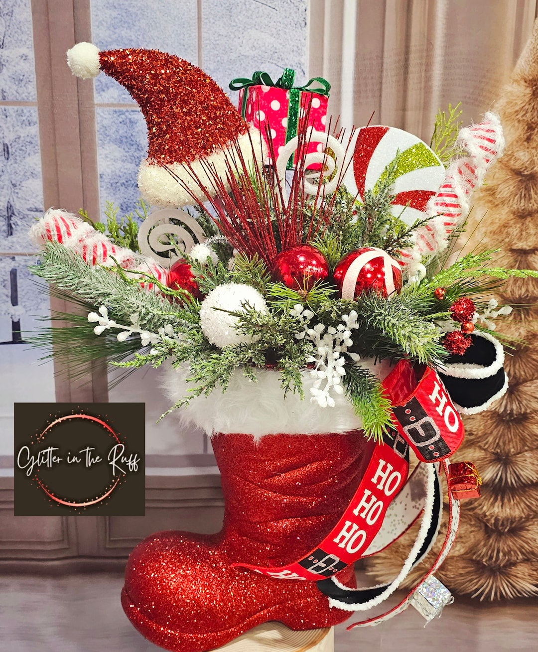 Christmas Santa Boot Christmas Decor Christmas Gift Table - Etsy