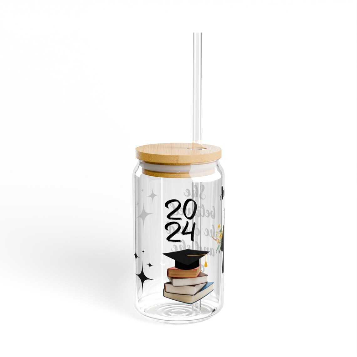 Graduation Tumbler Sipper Glass With Straw, Personalized Grad Gift ...