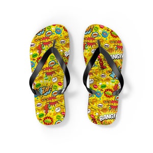 Comics Flip Flops, Summertime Flip Flops, Comic Art, Gifts for Son ...