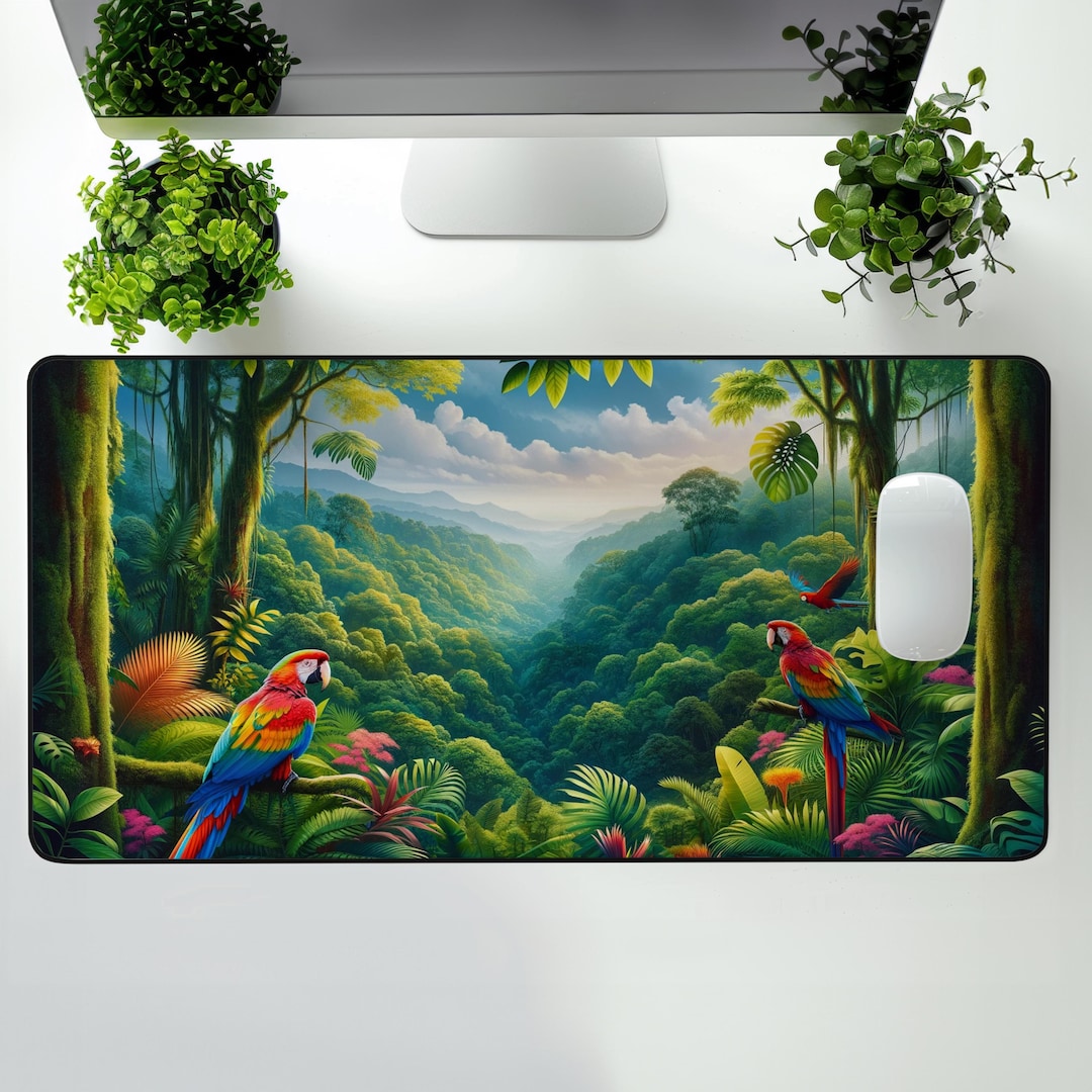 Costa Rica Desk Mat, Nature Lover Gift, Rainforest, Parrots, Office ...
