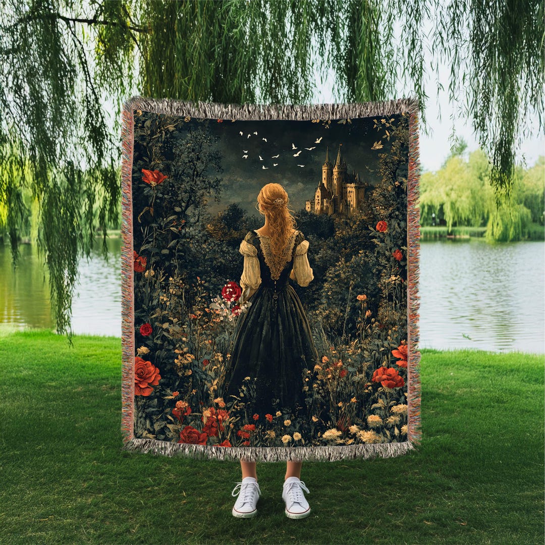 Medieval Princess Woven Blanket, Dark Fantasy Blanket, Cozy Couch Throw ...