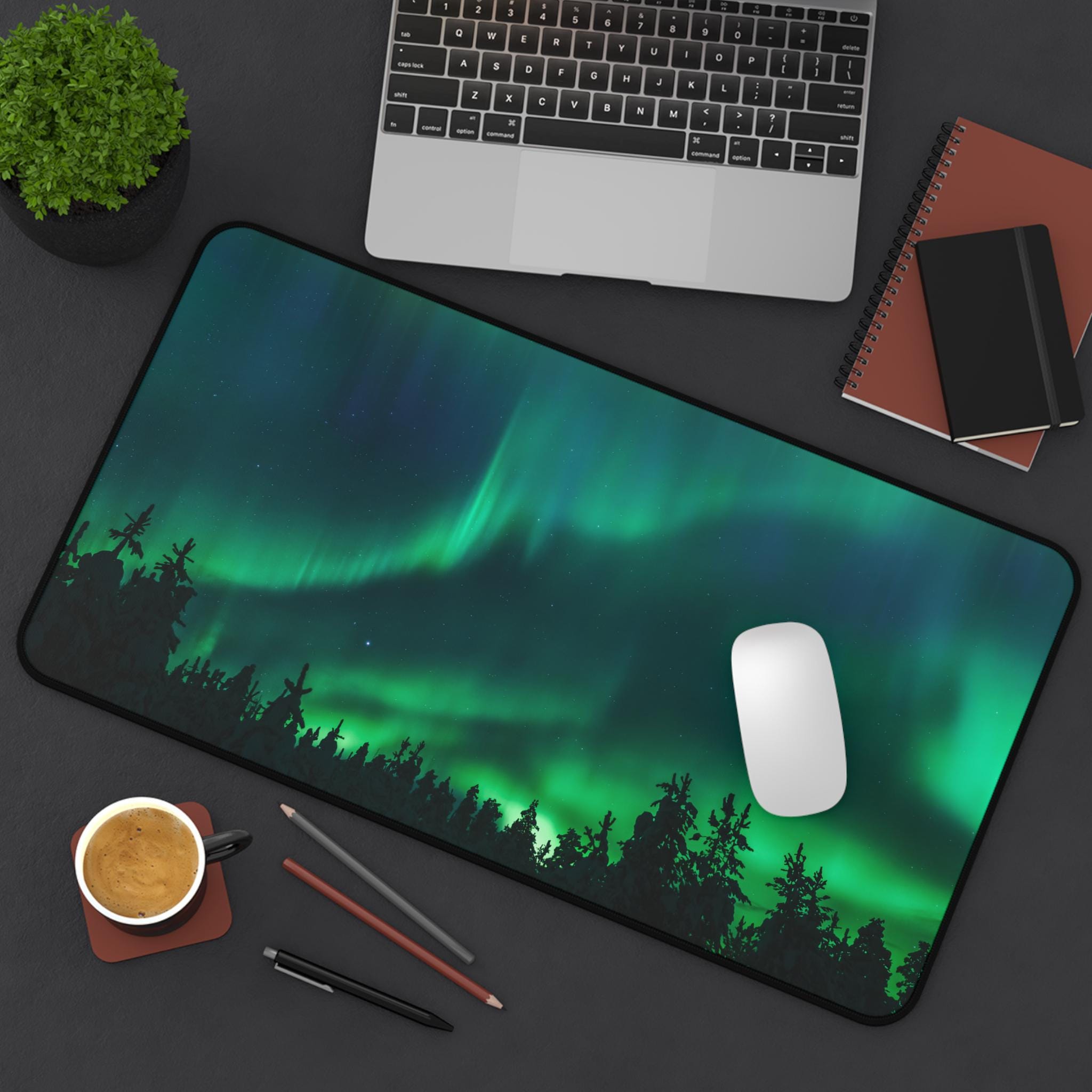 Aurora Borealis Desk Mat, Northern Lights Mouse Pad, Galaxy Desk ...