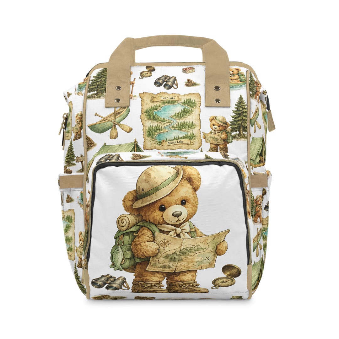 Camping Teddy Bear Diaper Backpack | Baby Nursery Travel Bag, Camping ...