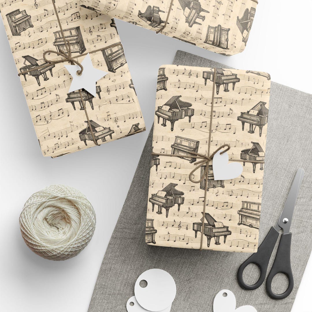 Vintage Piano Sheet Music Wrapping Paper | Musical Gift Wrap, Neutral ...