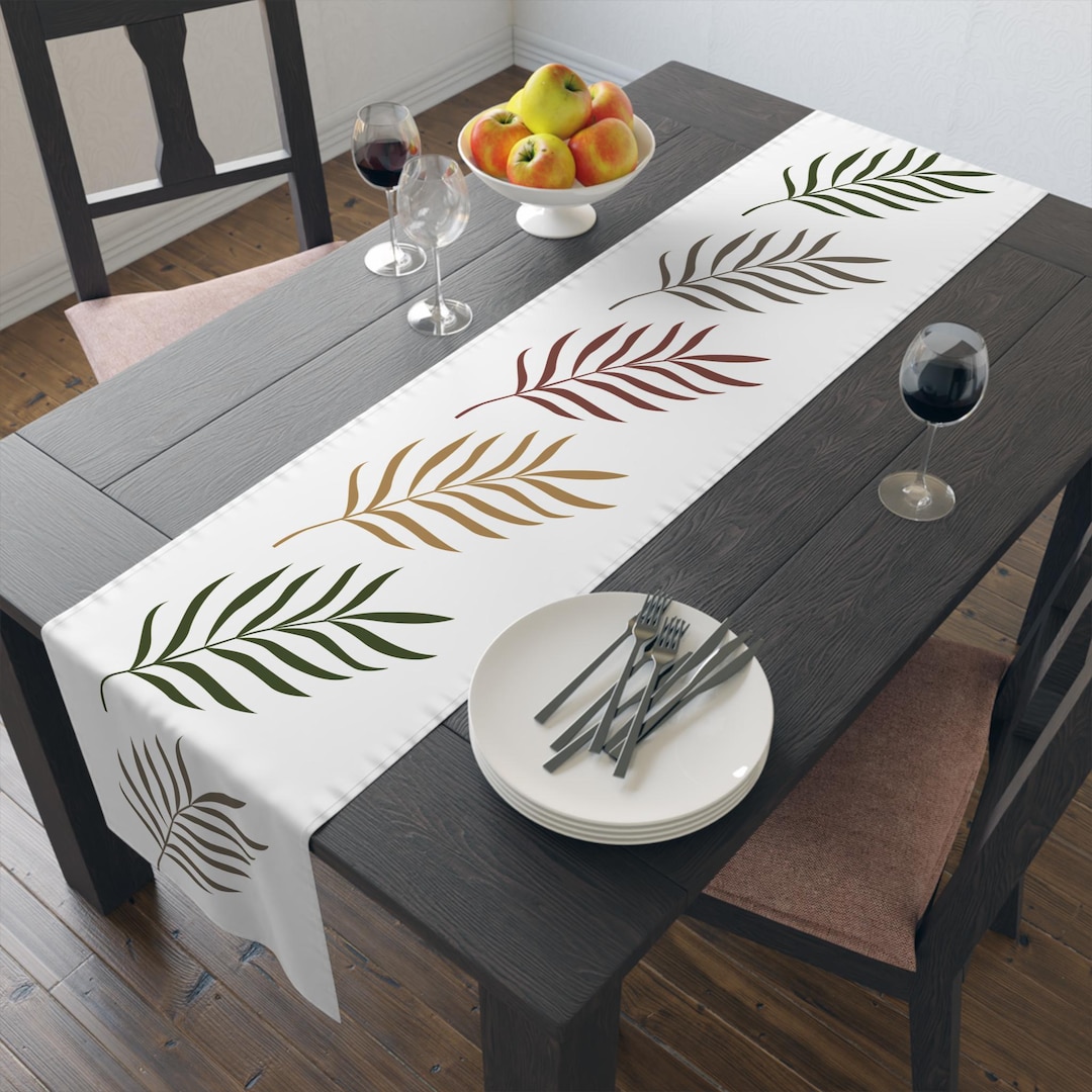 Leaf Decorative Table Runner, Minimalist Botanical Decor, Greenery ...
