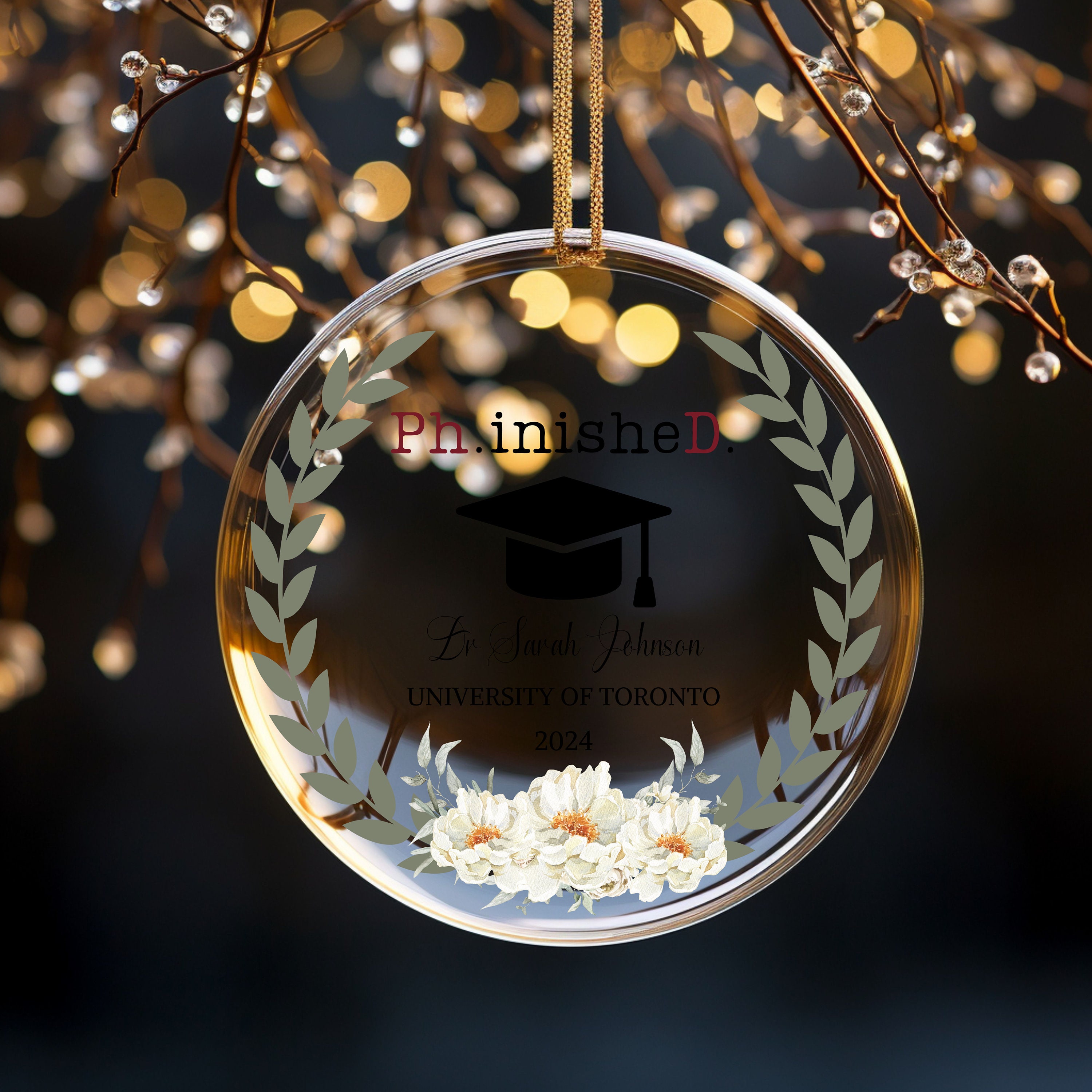 Phd Ornament, Phd Grad Gift, Phd Graduation Ornament, Gifts for Her ...