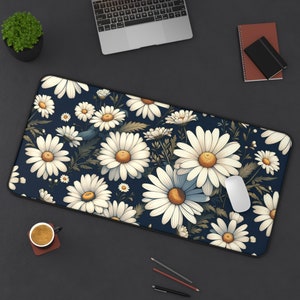Daisies Desk Mat, Cottagecore, Daisy, Cute Office Decor, Floral, Pad ...