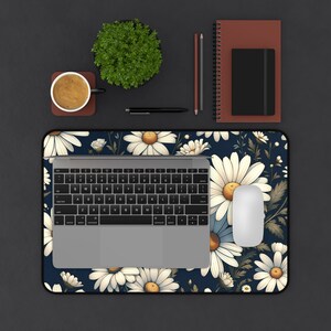Daisies Desk Mat, Cottagecore, Daisy, Cute Office Decor, Floral, Pad ...