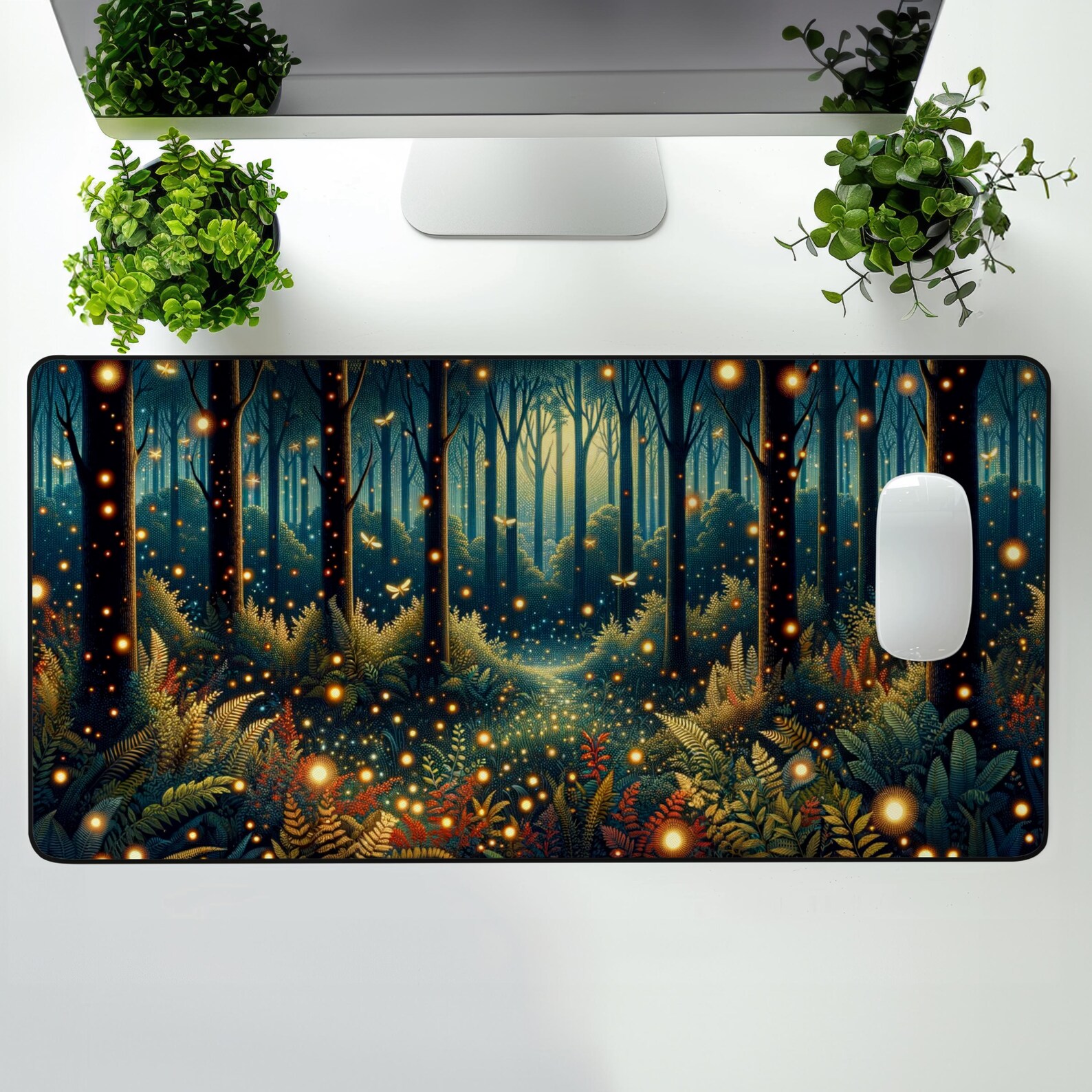 Enchanted Forest Desk Mat, Mystical Forest, Firefly, Office Decor,desk ...