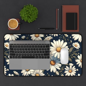 Daisies Desk Mat, Cottagecore, Daisy, Cute Office Decor, Floral, Pad ...