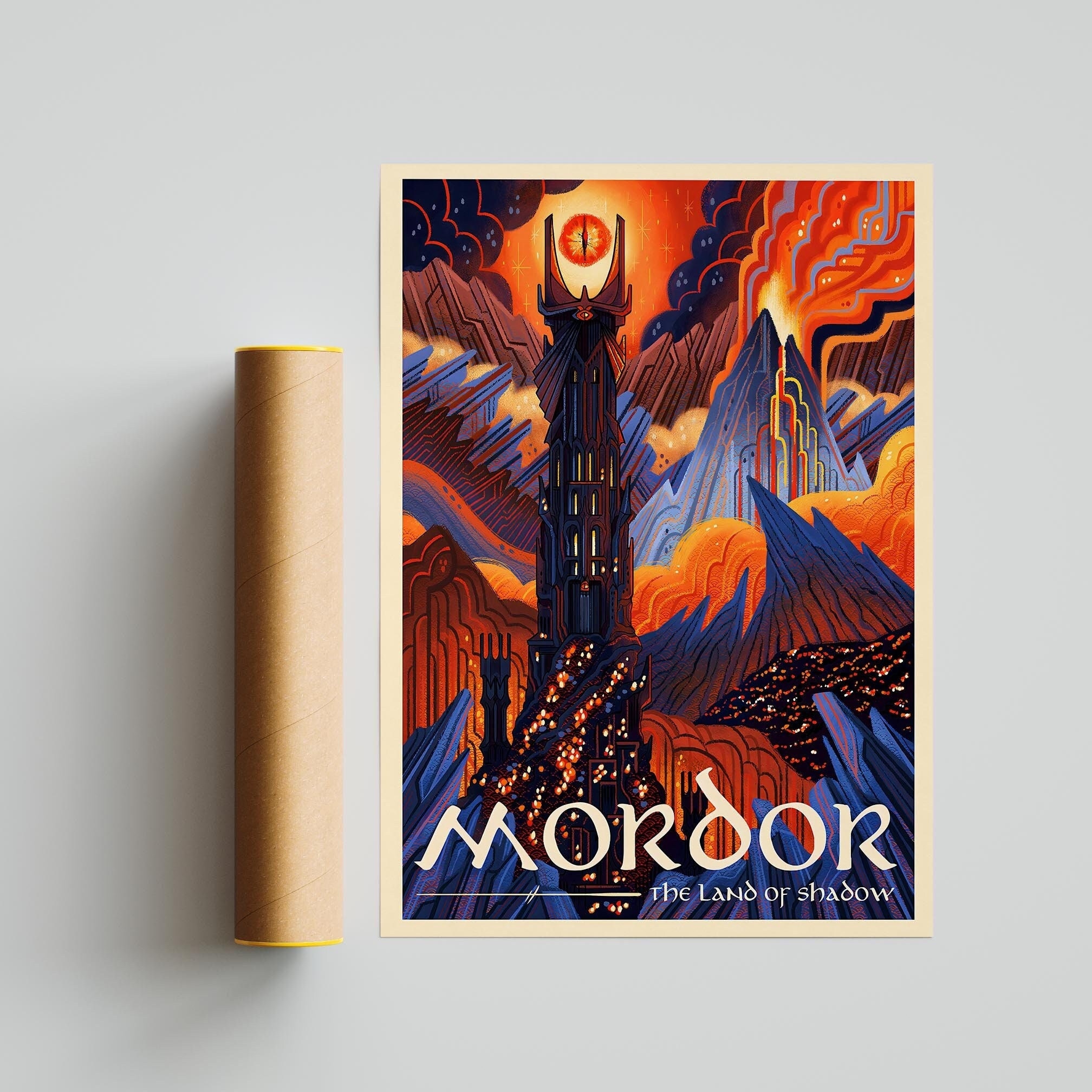 Lord of The Rings Poster LOTR Mordor Retro Travel Wall Art The Lord of ...