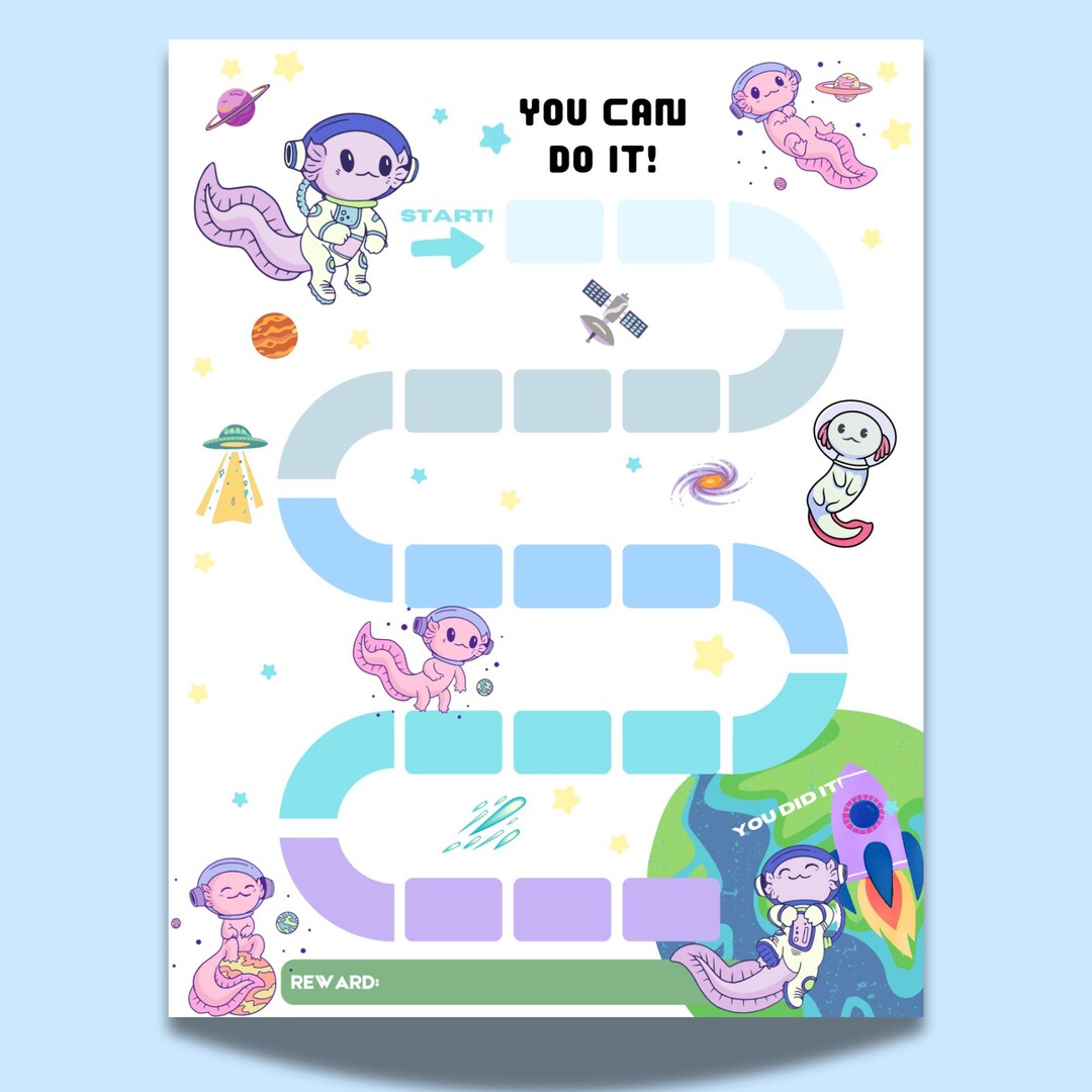 Axolotl Astronaut Reward Chart, Printable Axolotl Chart, Daily Chore ...