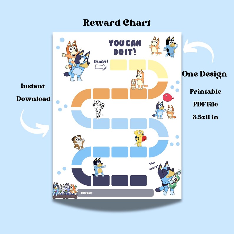 Bluey Reward Chart, Printable Bluey Behavior Chart, Kids Potty Training ...