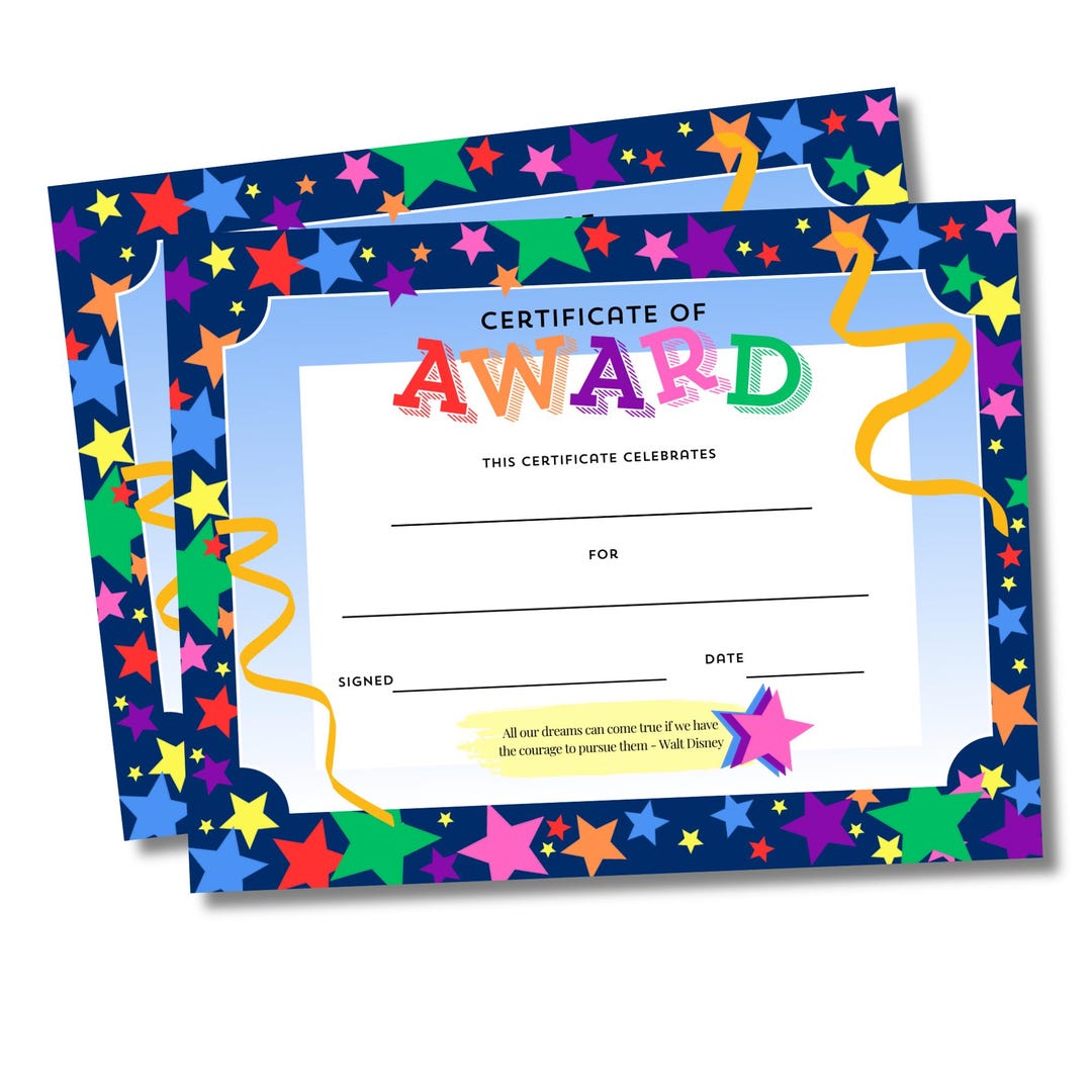 Award Certificate Instant Download, Student Certificate of Award ...