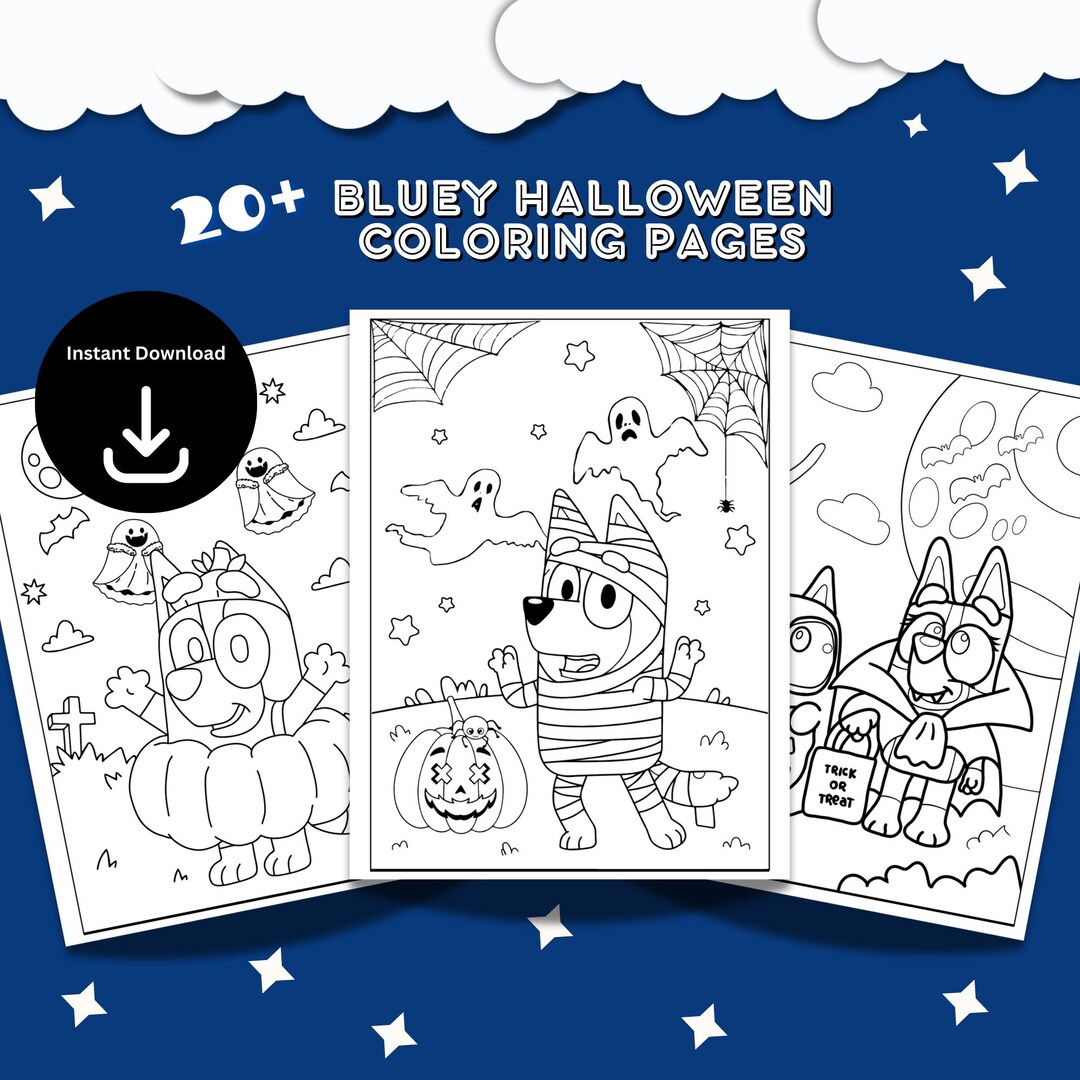 Bluey Halloween Coloring Pages, Bluey Bold and Easy Coloring, 20 Bluey ...