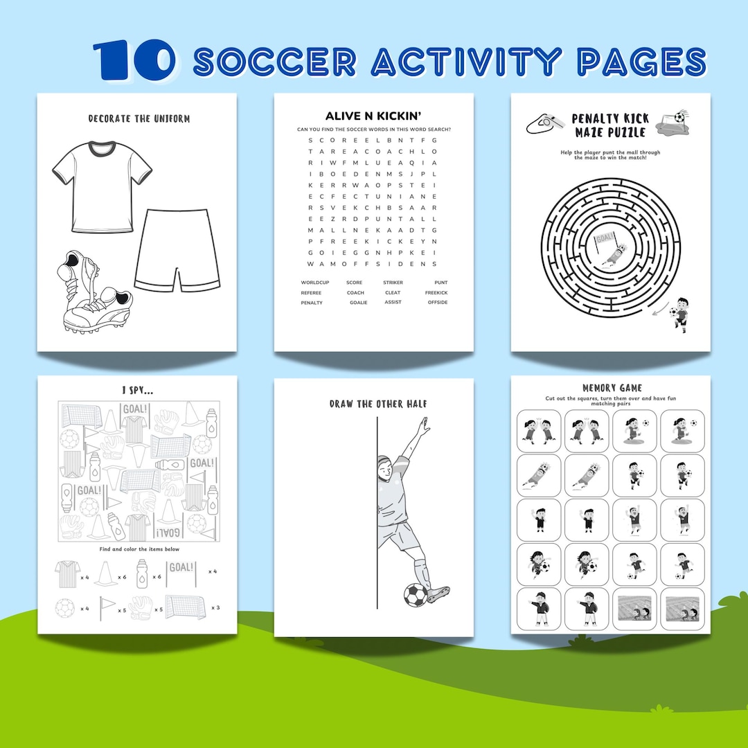 Soccer Activity Pages Printable, Soccer Coloring Pages for Kids, Soccer ...