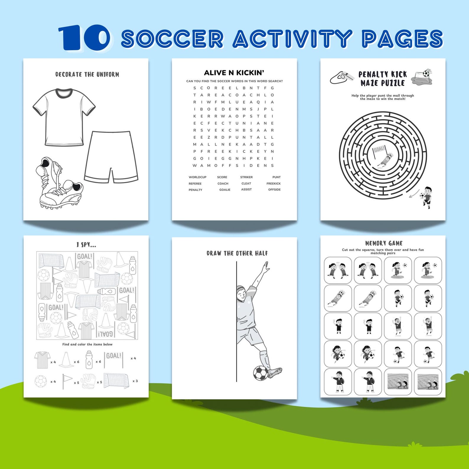 Soccer Activity Pages Printable, Soccer Coloring Pages for Kids, Soccer ...