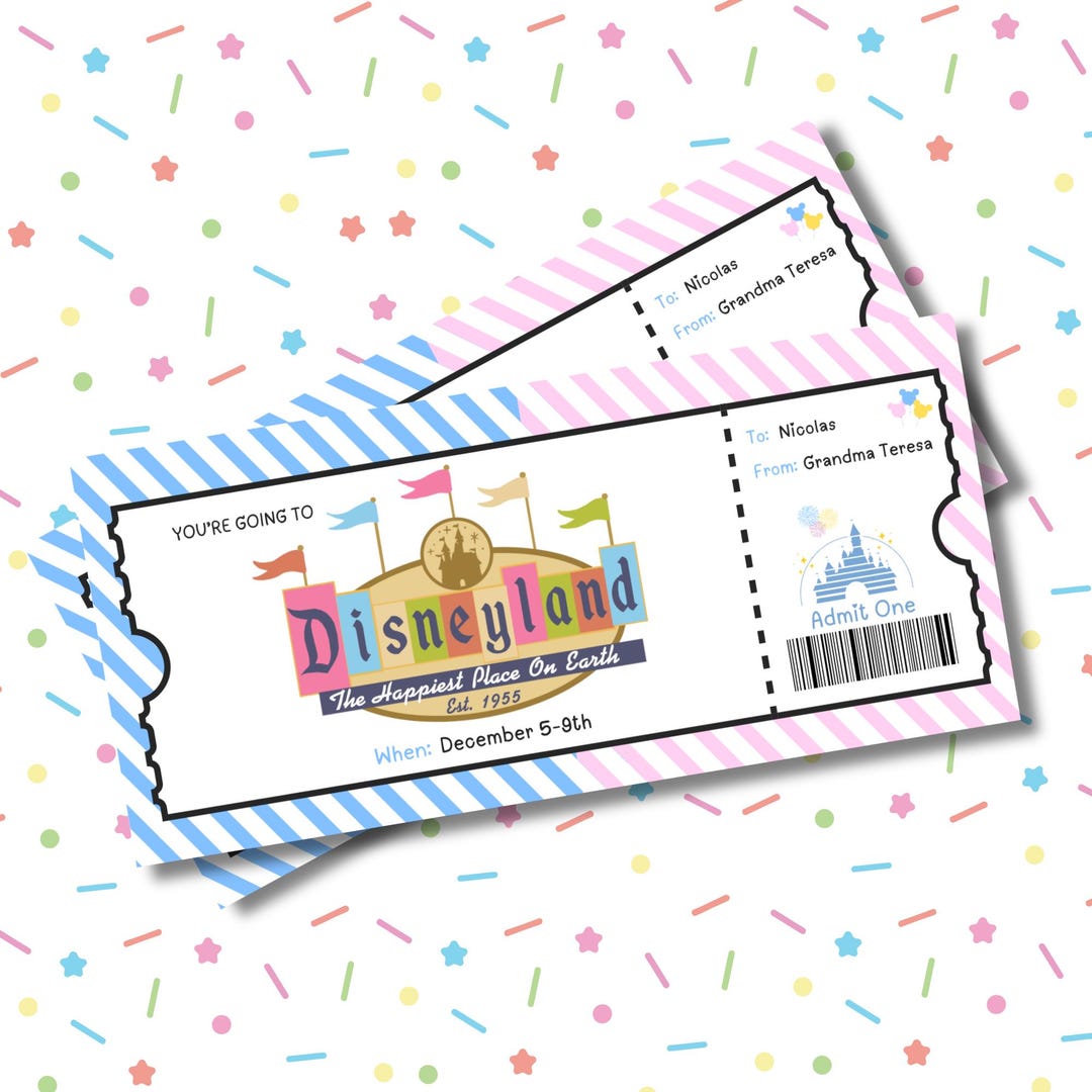 Disneyland Ticket Editable Invitation, Surprise Invite, Birthday Gift ...