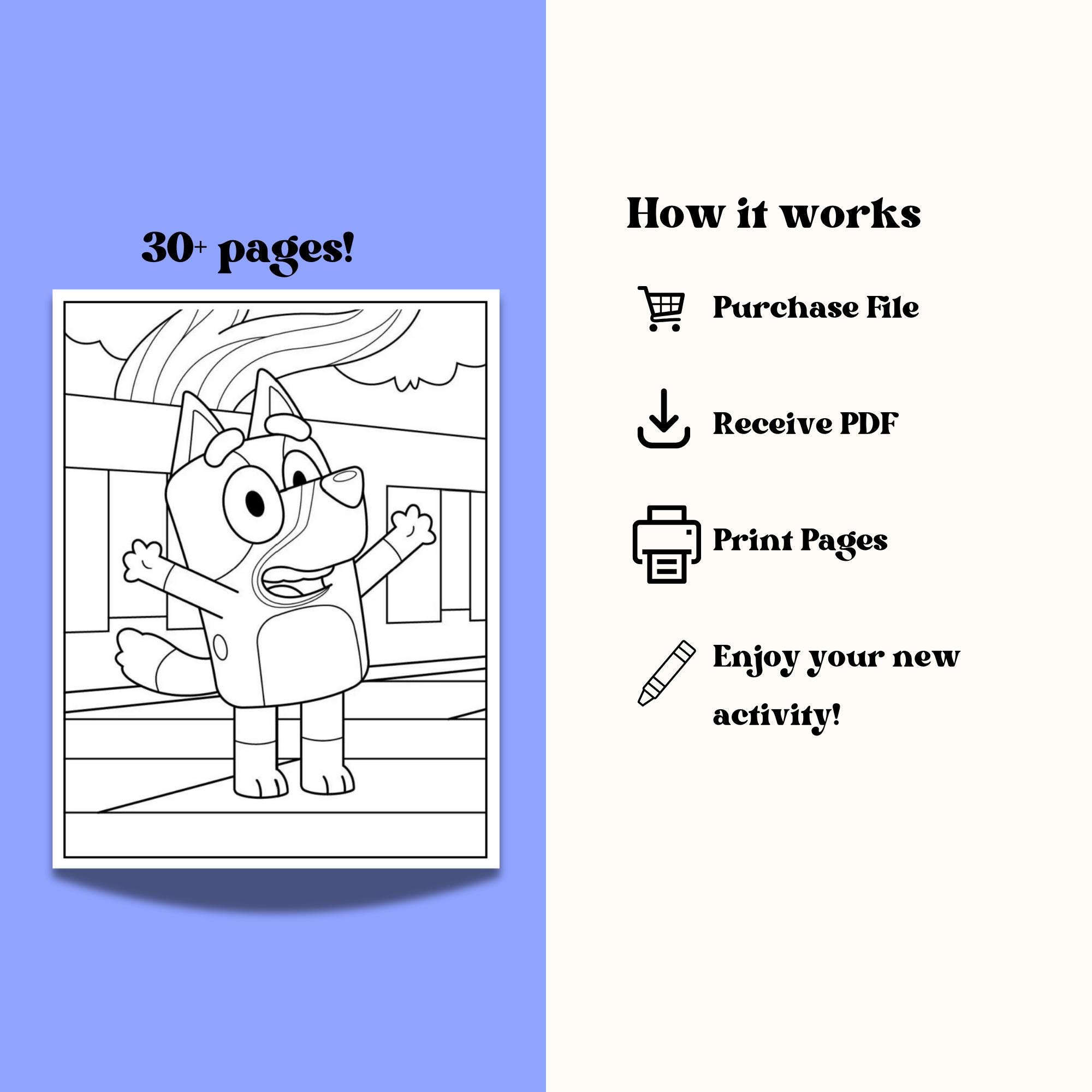 Bluey Coloring Pages, Bluey Bold and Easy Coloring, 30 Cute Coloring ...