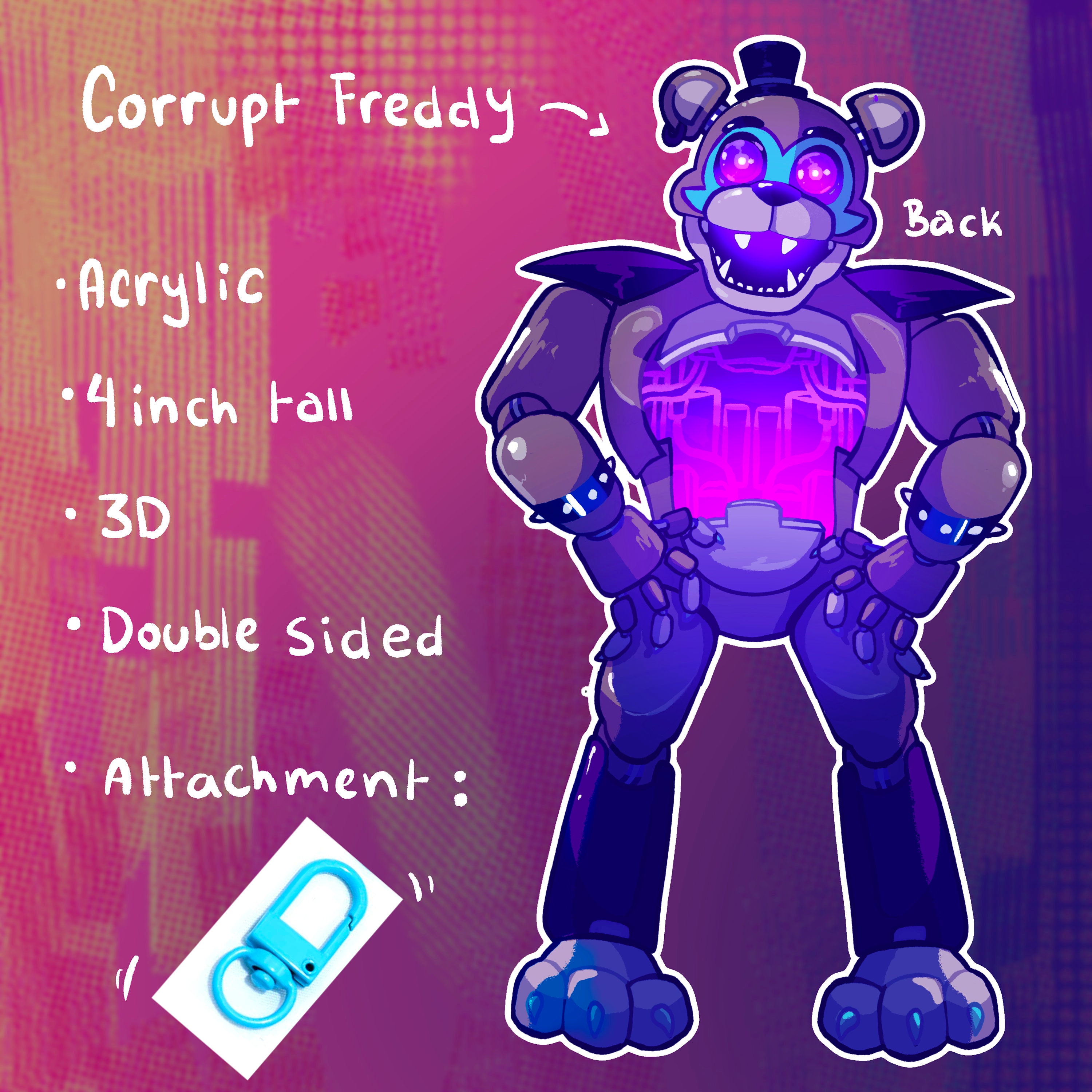 FNAF SB Glamrock Freddy Five Nights at Freddys 3D Keychain - Etsy UK