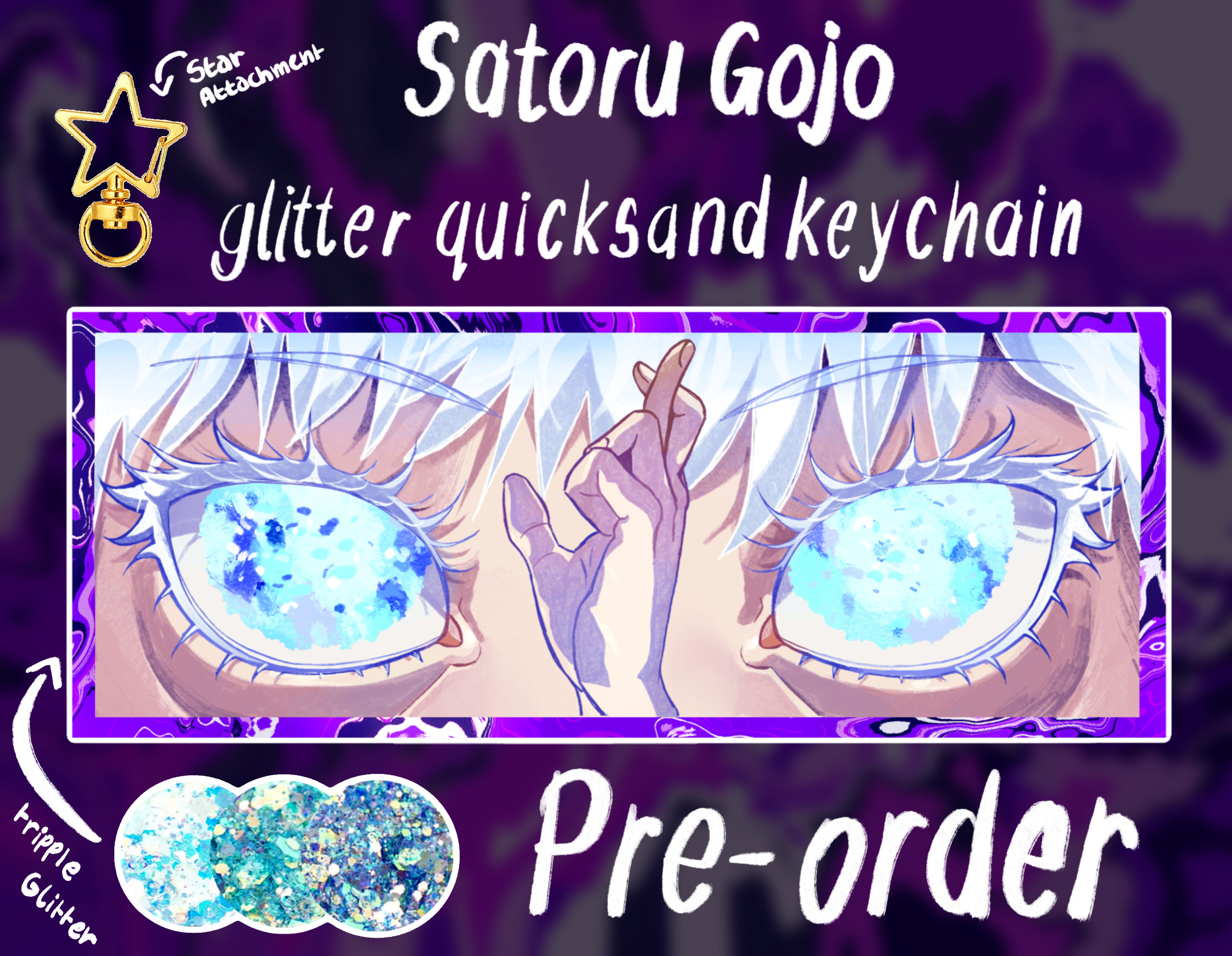 PRE-ORDER Satoru Gojo Jujutsu Kaisen Holographic Glitter Quicksand ...