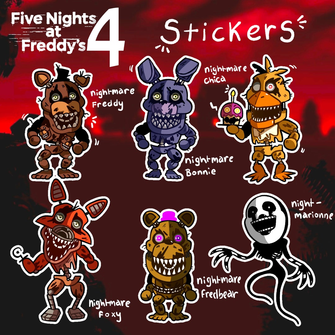 FNAF Five Nights at Freddys 4 Nightmare Animatronic Stickers - Etsy UK