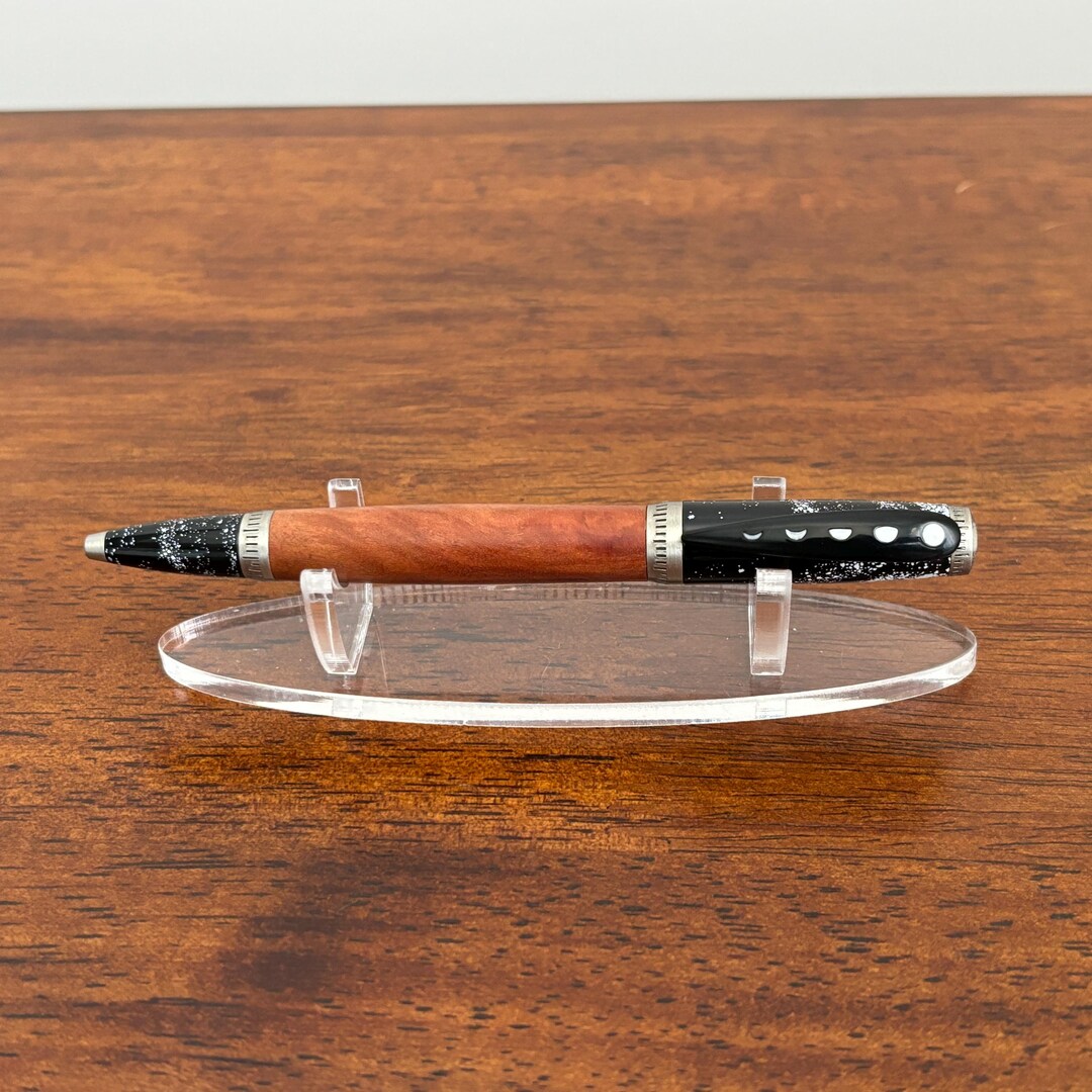 Hand Turned Black Box Burl Wood, Moon, Stars, Space Themed Antique ...