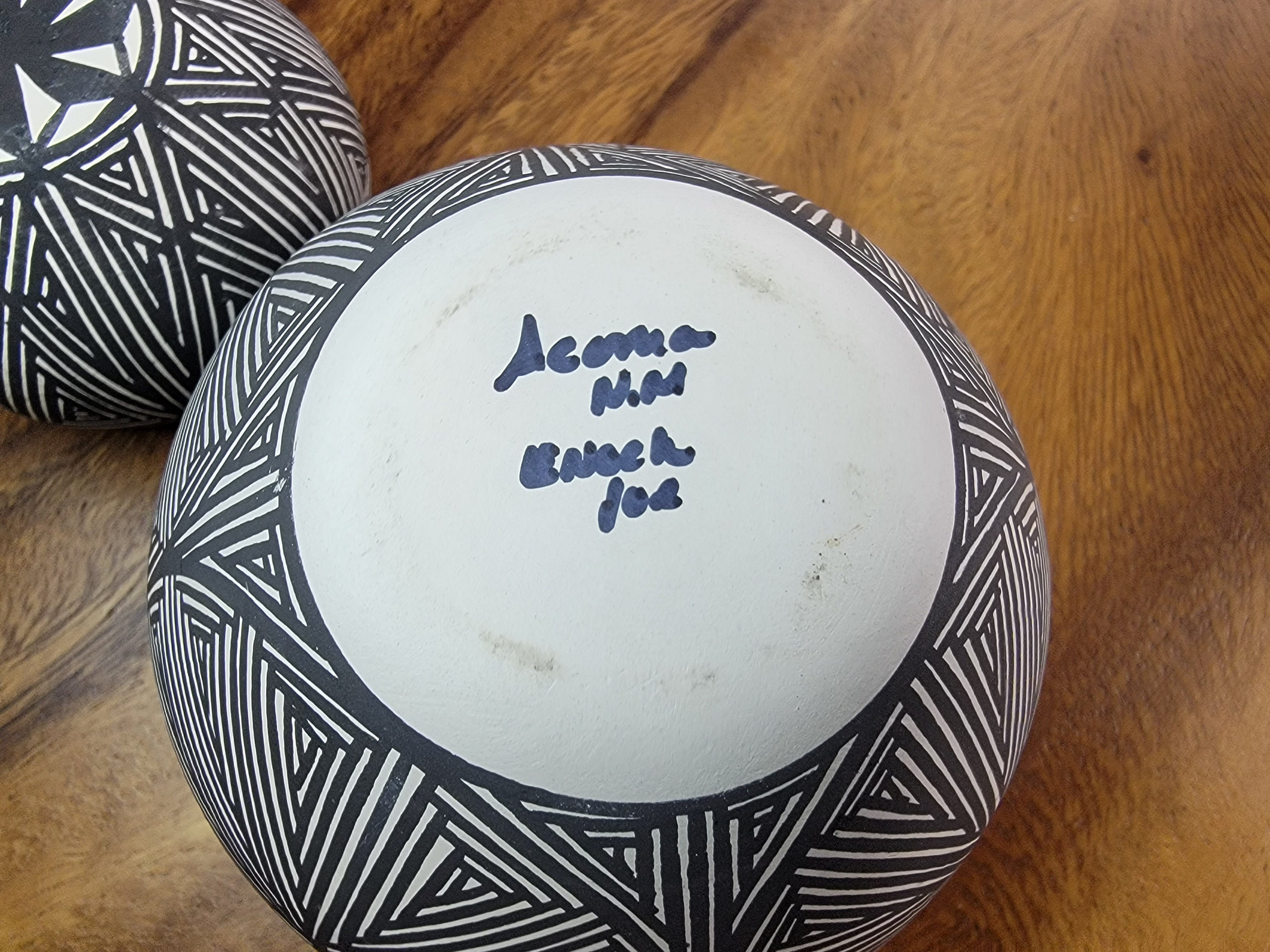 Enoch Joe Acoma Hand Painted Pottery Bowl and Native American Seed Pot ...